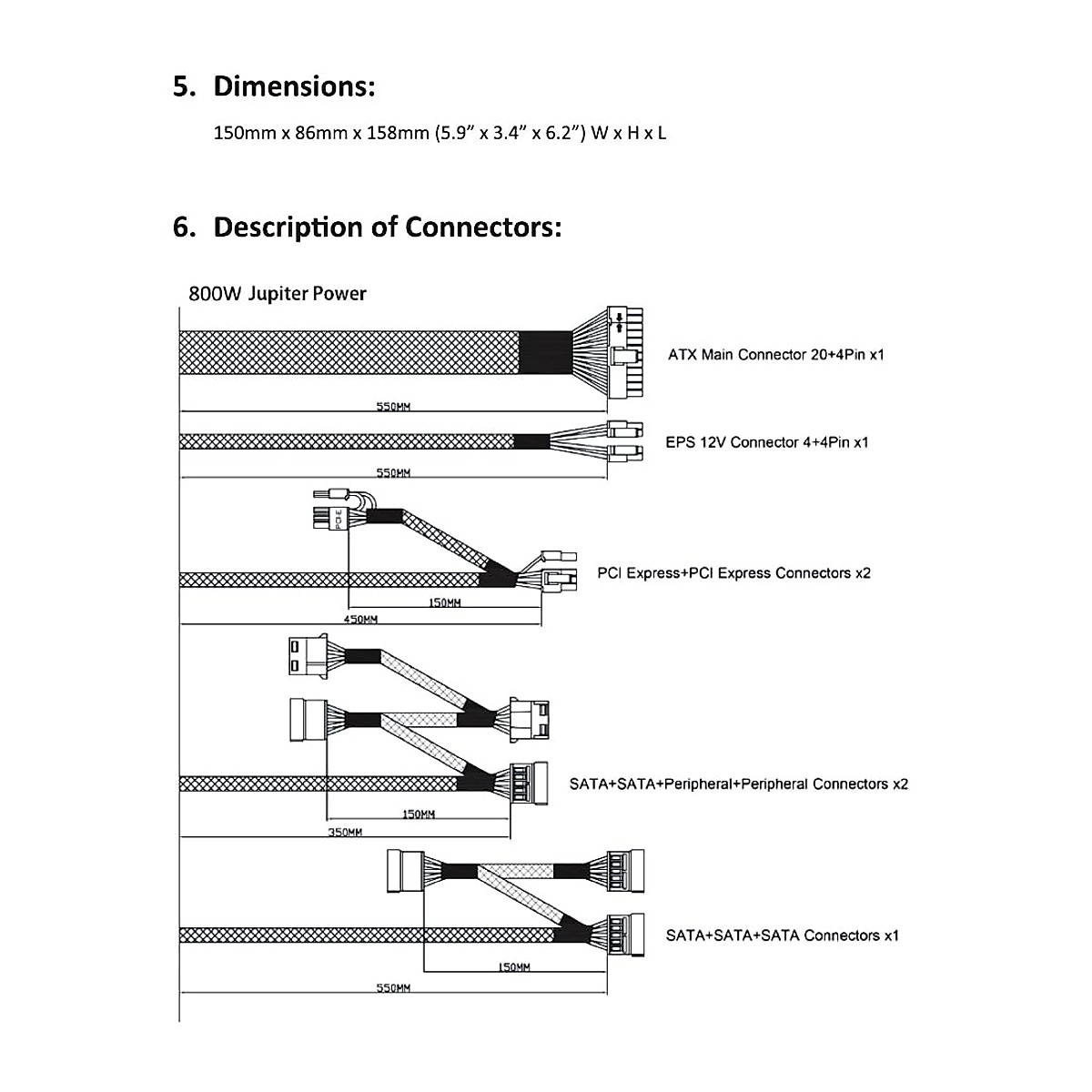 Apevia ATX-JP800W Jupiter 800W 80 Plus Bronze Certified Active PFC ATX Gaming Power Supply, Supports Dual/Quad Core CPUs, SLI/Crossfire/Haswell, 3 Year Warranty