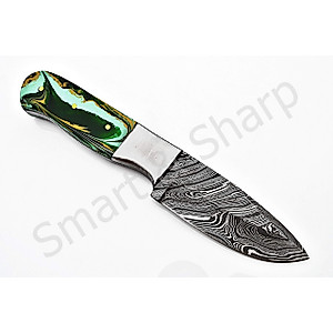Smart & Sharp Custom Handmade Damascus Steel Hunting Knife/Skinning Knife AA-17227, 17228, 17229, 17230, 17231 and 17232 (Olive, Yellow and Sky Blue Resin)