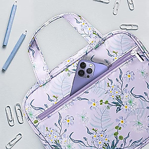 easymake Bible Covers for Women Zippered Pocket Bible Bags Carrying Case with Handles, Bible Cases Multi-Functional Organizer with Floral Pattern Purple on Cover, Gifts for Kids Girls Women