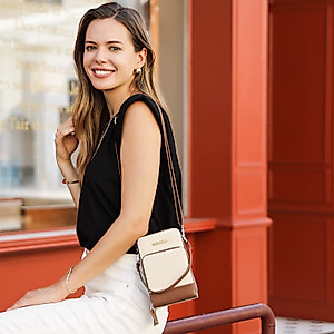 CLUCI Small Crossbody Bag for Women Leather Cellphone Shoulder Purses Fashion Travel Designer Wallet Beige with brown