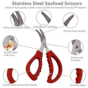 2 Pack Seafood Scissors,Seafood Fish Crab Shrimp Lobster Scissors Stainless Steel Shears for Kitchen Tools