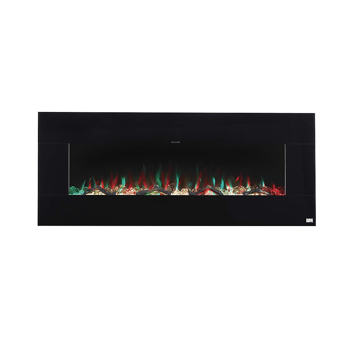BurnBrite 88001 50-Inch Dual-use Wall Mount & Recessed Electric Fireplace with Crystals and Driftwood, Black