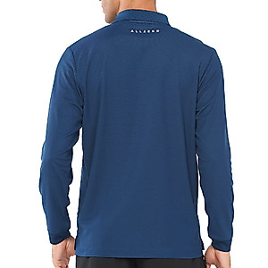 ALLZERO Men's Polo Shirt Quick Dry Long and Short Sleeve Activewear Shirts Performance Athletic Tennis Golf Collar Shirts DARKBLUE XL