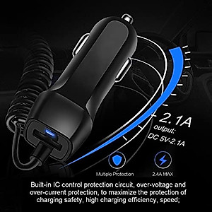 BoxWave Car Charger Compatible with Datalogic Memor 10 (Car Charger by BoxWave) - Car Charger Plus, Car Charger Extra USB Port with Integrated Cable for Datalogic Memor 10 - Black