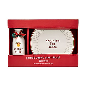 Pearhead Santa Cookie Set, Cookies and Milk Christmas Décor, Cookie Plate Set for Santa, Night Before Christmas Holiday Plate Set, Christmas Decorations
