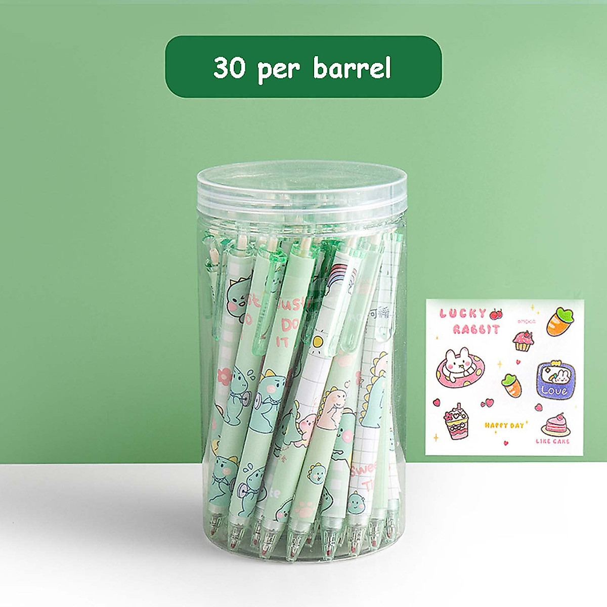 MLAFE Kawaii gel pen cute creative 30 packs black water pen Kawaii signature pen office pen cute school supplies (Style six)