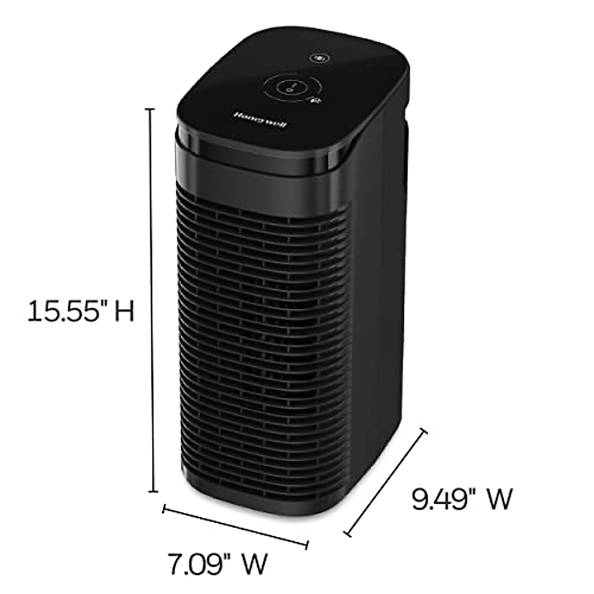 Honeywell HPA075B Allergen Plus Series Compact HEPA Air Purifier Tower, Allergen Reducer for Medium Rooms (100 sq ft), Black - Wildfire/Smoke, Pollen, Pet Dander & Dust Air Purifier