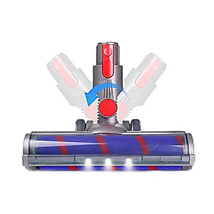 Laymi Motorhead Hardwood Floor Attachment for Dyson V7 V8 V10 V11 V15 Vacuum Cleaners with Replacement Soft Roller Brush Bar LED Headlights Floor Brush Attachments