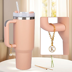 2Pcs Letter K Charms Accessories for Stanley Simple Modern Cup Name id Plate Initial Letter Handle Personalized Charm For Stanley Tumbler Water Cup Handle Identification Letter Charm White Black