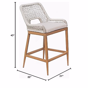 US Furnishing Indoor & Outdoor Weatherproof Bar Stools, Bar Stool 25' Counter Height Indoor & Outdoor Waterproof Hand-Crafted Stool, Gray.brown, (7890-cc)