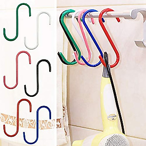 Wellmax 60PCS S Hooks for Hanging, Heavy Duty S Shaped Hooks, Colored Metal S Hook Set for Hanging Plants, Closet, Kitchen, Pot Rack, and pots and Pans. 5 inches Long and 6mm Thick