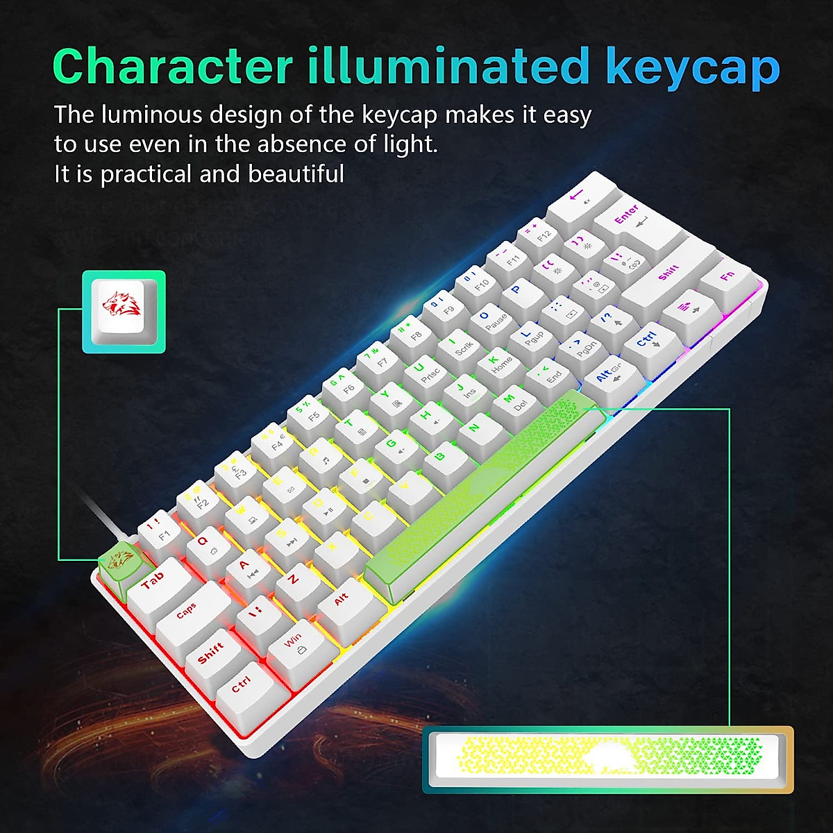 K65 Pro 60% Gaming Keyboard,Mouse Combo Small Mini RGB Backlight Mechanical Keyboard and Ultralight Honeycomb Optical Mouse and Mouse Pad Linear Red Switch Anti-Ghosting for Xbox,PS4,PC,Laptop(Blue)