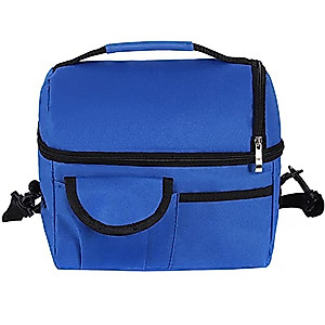 Vaupan Large Insulated Lunch Bag for Women and Men, Dual Compartment Reusable Lunch Box for Office Work Picnic, Leakproof Cooler Lunch Tote Bag with Adjustable Shoulder Strap for Adult (Blue)