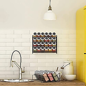 Kcysta Spice Rack, 2 Pack Spice Rack Organizer for Cabinet, Wall Mounted Spice Rack Organizer for 4oz Spice Jars, Black