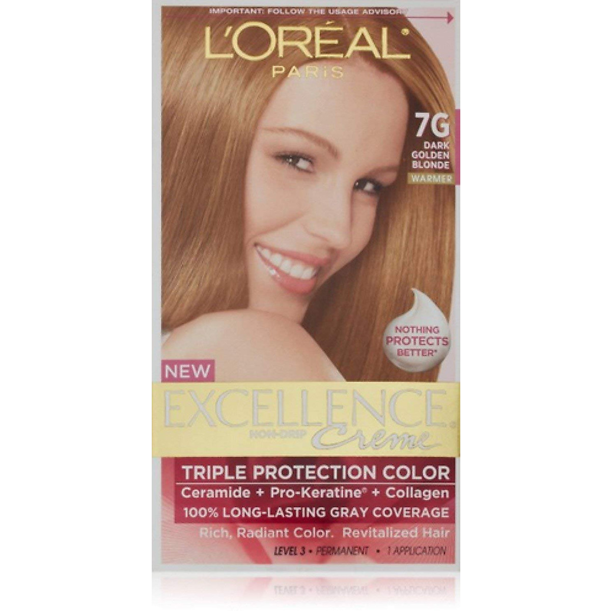 L'Oreal Excellence #7G Dark Gold Blonde Hair Color, 1 ct