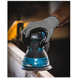 Firm Grip Nitrile Coated Tough Working Gloves: Black, Large Size (10 Pairs)