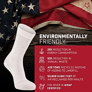 Fox River Tall Size Wick Dry Athletic Heavyweight Sport Crew Socks (2 Pair Pack), White, Large