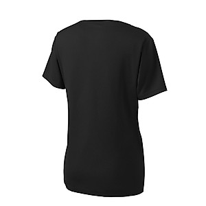 SPORT-TEK Ladies PosiCharge RacerMesh V-Neck Tee. LST340, Black, Large