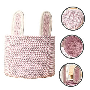 Alasum Rabbit Ear Storage Basket Woven Hamper Basket for Clothes Basket for Toys Sundries Basket Blanket Jute Rope Basket Clothes Table Storage Box Storage Organizer for Toy Home Basket