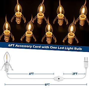 8Pcs Blow Mold Light Kit Replacement with C7 LED Bulb Village Lights, 6FT Blow Mold Cord with Turn ON OFF Switch and 2 Spare Fuses for Halloween Christmas Village House Craft Decorations and Salt Lamp