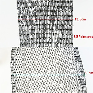 20x35 Inch Sparkling Stretch Rhinestone Mesh One Yard Clear Crystal Fishnet Fabric DIY Women's Fashion Rave Party Glitter Headband Mask Decoration (1 Yard SS08)