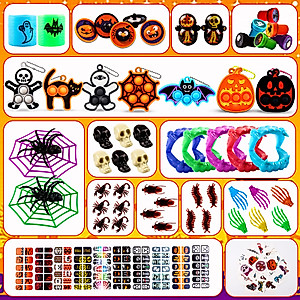 ChildFun 320 PCS Halloween Party Favors for Kids, Halloween Toys Bulk, Fidget Toys Bulk, Halloween Goodie Bag Stuffers, Halloween Classroom Favors, Halloween Treats Non Candy