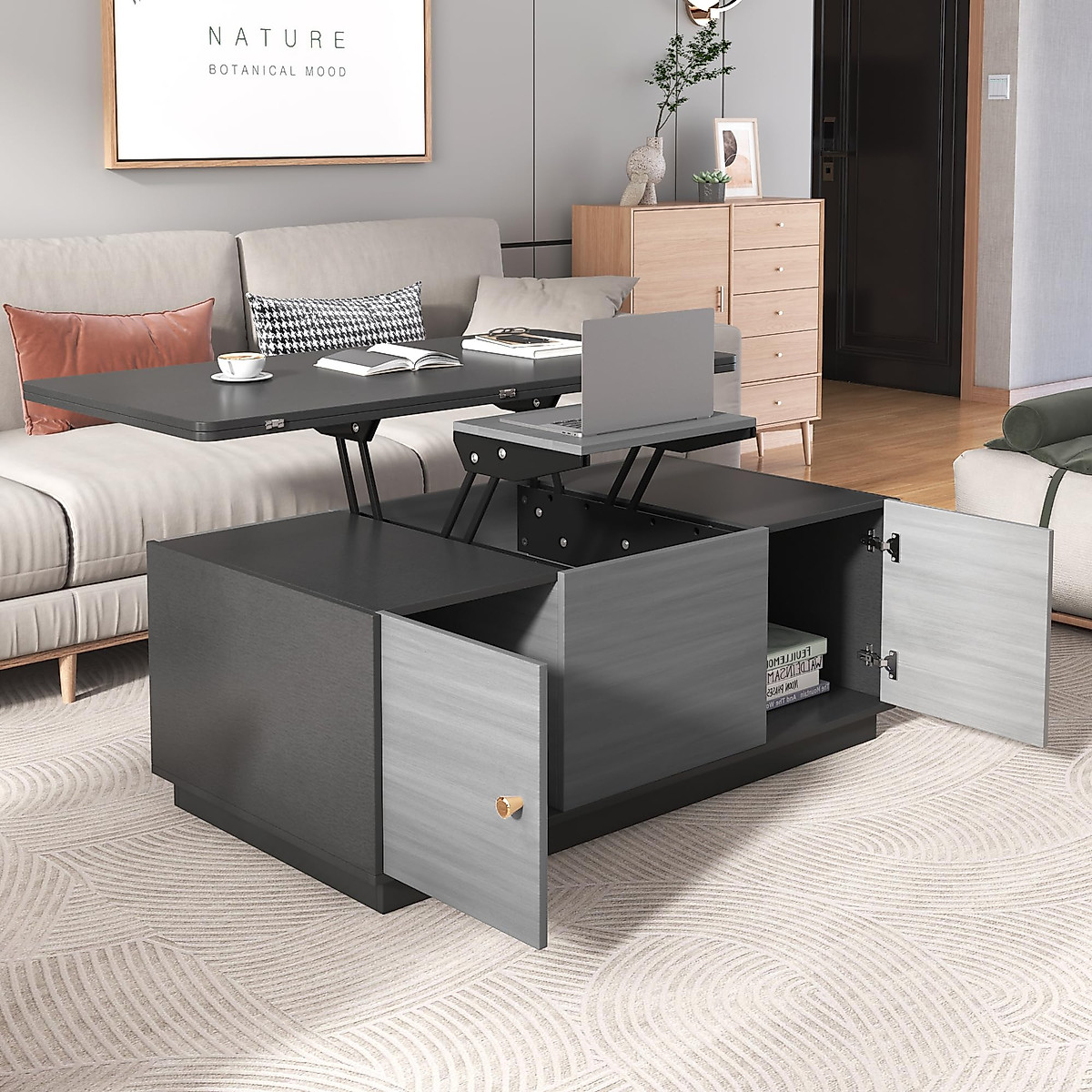Lift Top Coffee Table with Storage Extendable Desktop, Perfect for Living Room