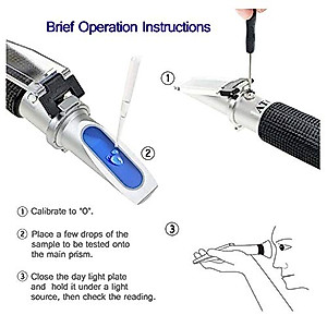 Abuycs Brix Refractometer with ATC for Beer Wort Wine Fruit Sugar Homebrew Meter Dual Scale Brix 0-32% & Specific Gravity 1.000-1.130 Replace Homebrew Hydrometer
