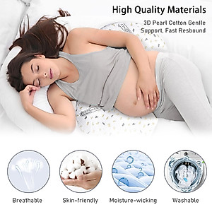 Coldew Pregnancy Pillows for Sleeping, Maternity Pillow for Pregnant Women, Soft Adjustable Width Pregnancy Body Pillow with Pillow Cover - Support for Belly, Back, Legs (Grey, Small)