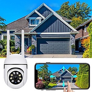 MORESEC Outdoor Security Cameras, Wireless WiFi Light Bulb 1080P Dome Surveillance Cameras 360° View Full-Color Night Vision 2.4GHz WiFi Cameras for Home Security, Easy Installation #ZZ