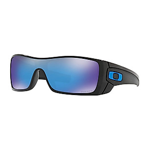 Oakley Batwolf Sunglasses (Polished Black Frame, Prizm Sapphire Lens) with Lens Cleaning Kit and Country Flag Microbag
