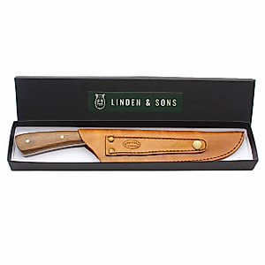Linden & Sons LINDEN & SONS Chef Knife - 8inch Kitchen Knife - Professional Chef's Knife with Sheath - Handmade in Brazil - Razor Sharp Wooden