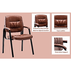 BTEXPERT Brown Leather Office Executive Waiting Room Guest Reception Side Conference Chair, BB5046BR