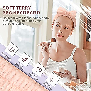 Crosize Face Wash Headband and Wristband Set for Women, 7 Pack, Pink, White, Brown, Microfiber, Ideal for Makeup, Face Wash, Doing a Mask, Exercise, Showering