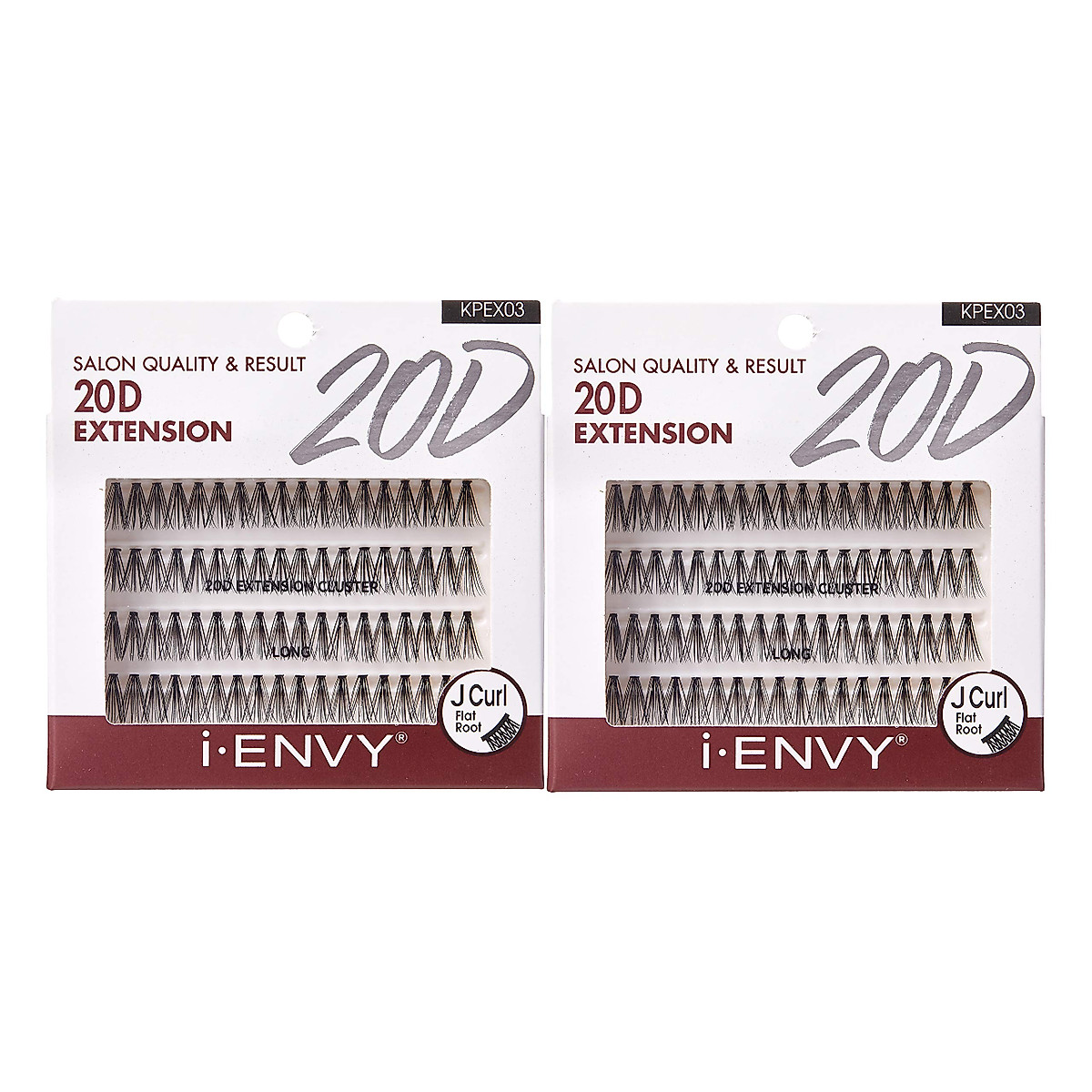 i-ENVY 20D Extension Cluster Individual Lashes (Long, 2 PACK) Flat Root Seamless Application Perfect For DIY Lash Extension