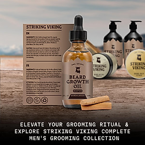 Striking Viking Biotin Sandalwood Beard Oil - Thickening & Conditioning Serum for Facial Hair Growth, 2 Fl Oz (Pack of 1)