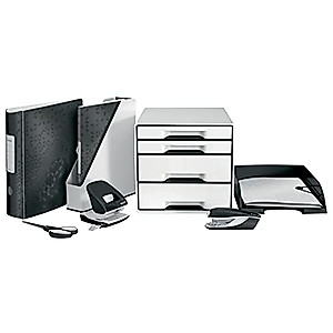 Leitz Click & Store Storage Box, 4 Drawer, Collapsible, Stackable, Patented Design, Bin, Cabinet, Desk Organizer, Black (60490095)