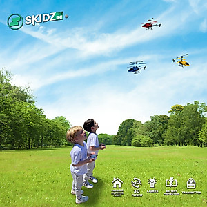 Skidz RC Helicopter for Kids, Remote Control Helicopter; with Gyro Stabilizer, Lights 2 Channel Aircraft 3D Flight, Boys Ages 8-14 Years Girls 9-16, Indoor and Outdoor for Plane Fans Adults (Red)