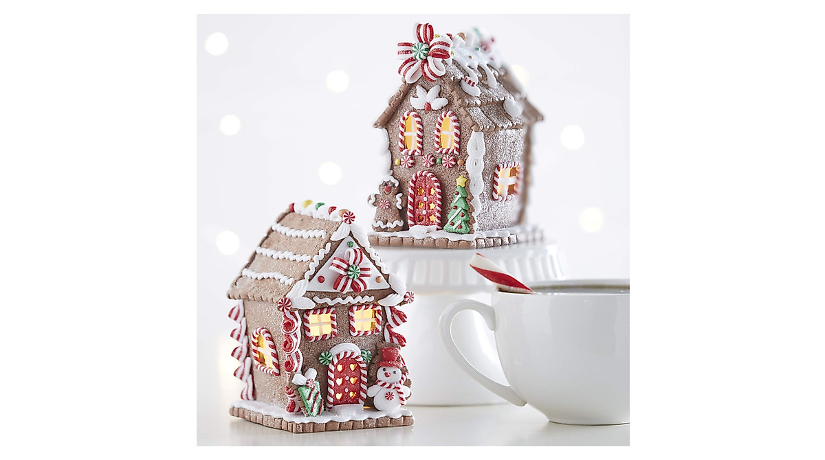 RAZ Imports 5.5" LED Lighted Gingerbread Houses - Christmas Village Decor