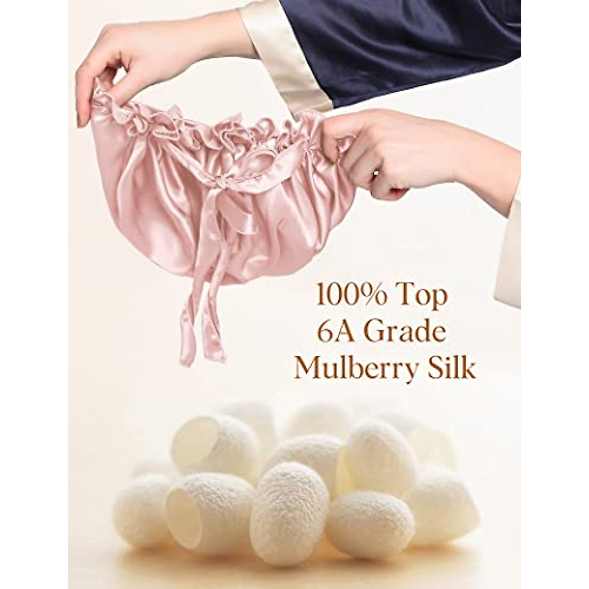 LilySilk Silk Sleeping Cap for Hair Stretchy -Night Cap- for Women 100 Real Silk Bonnet Sleep Cap- for Curls (Rosy Pink)