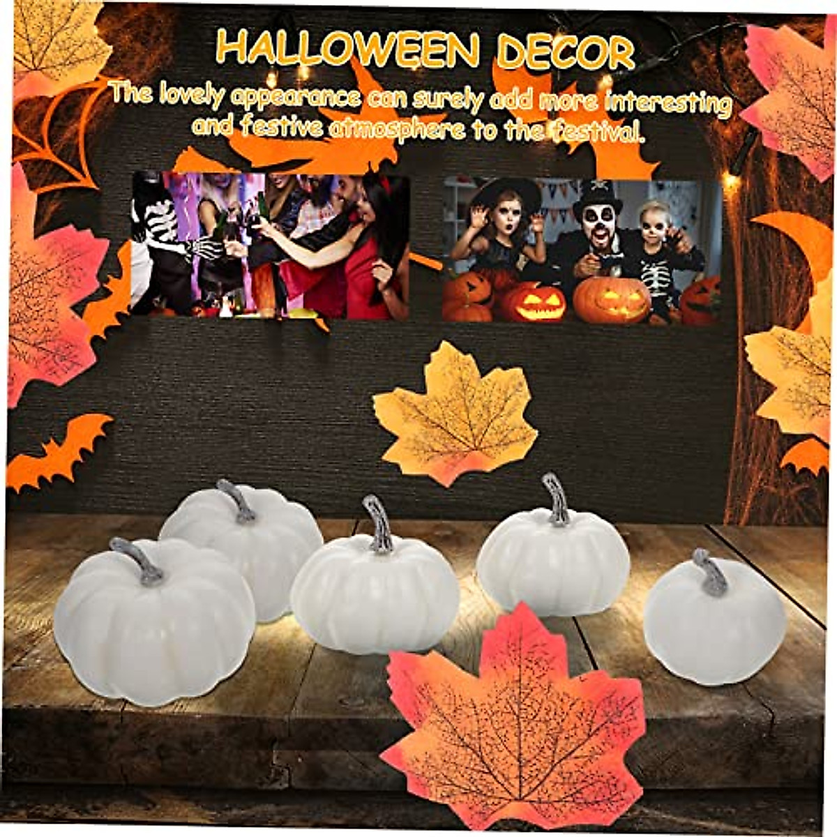 Garneck 2 Sets Artificial Pumpkin Tablescape Decor Garland Decor Halloween Props Thanksgiving Maple Leaves Foam Pumpkin Mini Halloween Pumpkin Simulation Pumpkin Decor Decorative Pumpkin