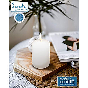 Hyoola White Pillar Candles 2-inch x 4-inch - Unscented Pillar Candles - Set of 4 - European Made