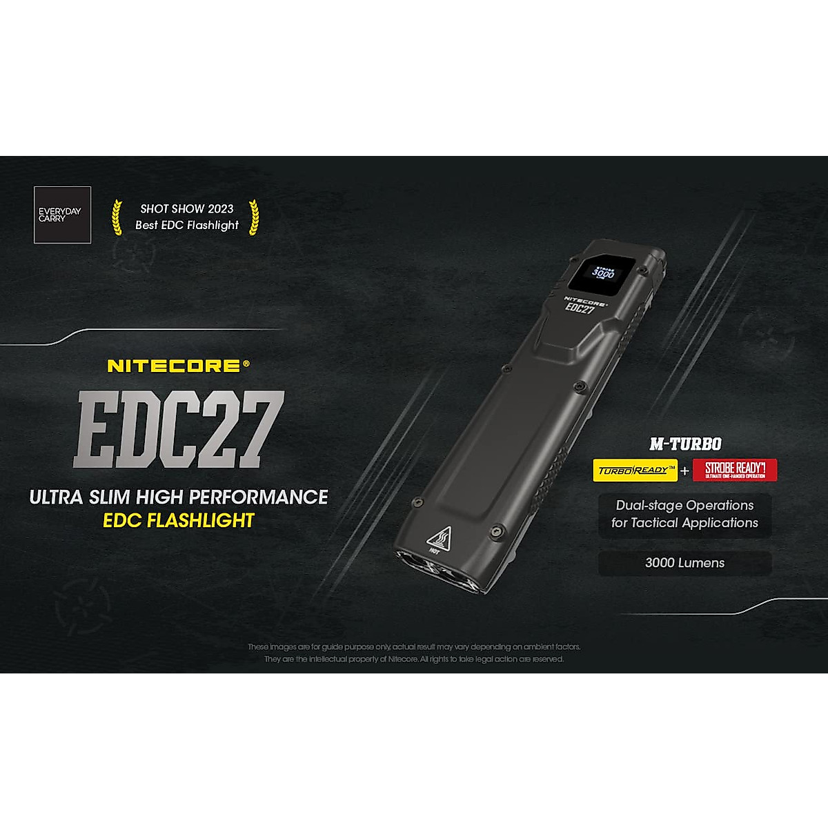 EdisonBright Nitecore EDC27 3000 Lumen USB Rechargeable Slim Body LED Flashlight Brand Charging Adapter