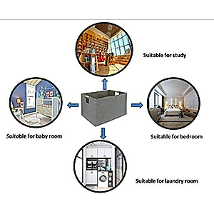 FUULOXE Storage Bin for Shelves Rectangle Closet Baskets Foldable Toy Box with Handles and Sturdy Cardboard for Nursery Home Office Car Dormroom(Grey)