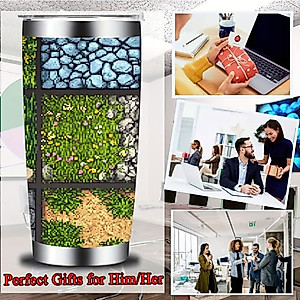 FOCIUZTA 20oz Pixel Art Tumbler with lid, Travel Coffee Cup, Ideal for Easter, Gaming Enthusiast, Mother Day, and birthday gifts