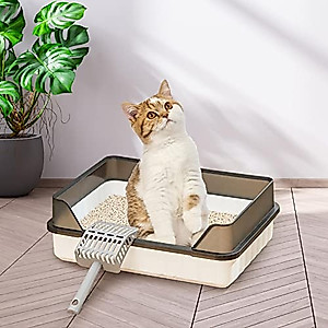 Baoblaze Pet Litter Tray Potty Toilet Litter Pan Detachable Frame Container Splashproof Cats Litter Box for Small Medium Cats, Rabbit, Bunny, Kitten, Gray Black