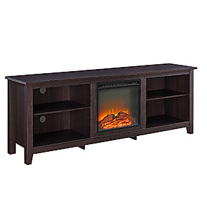 Trasitional 70 Inch Wide Fireplace Television Stand in Espresso Brown Finish