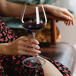 ACHEER 24 oz Crystal Red Wine Glasses Set of 6, Italian Style Hand Blown Burgundy Glasses, Long Stem, Large,Gift Box