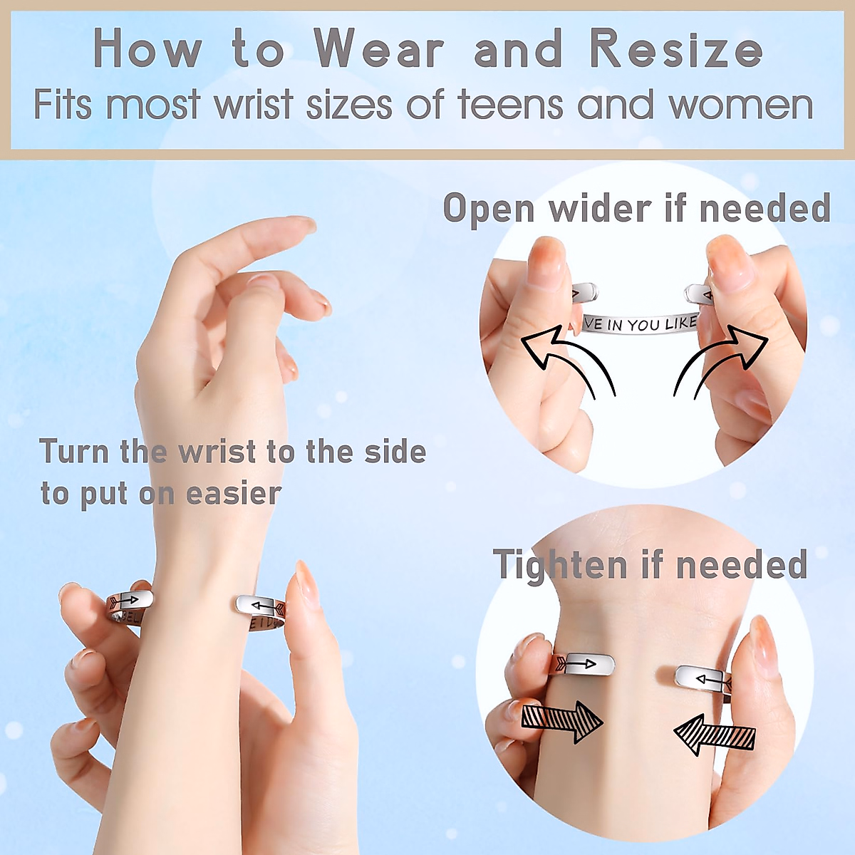 SAM & LORI Long Distance Relationship Gifts Best Friend Bracelet for Women Cuff Friendship Couples Bestie Sister Stuff Anniversary Valentines Christmas Day Always and Forever