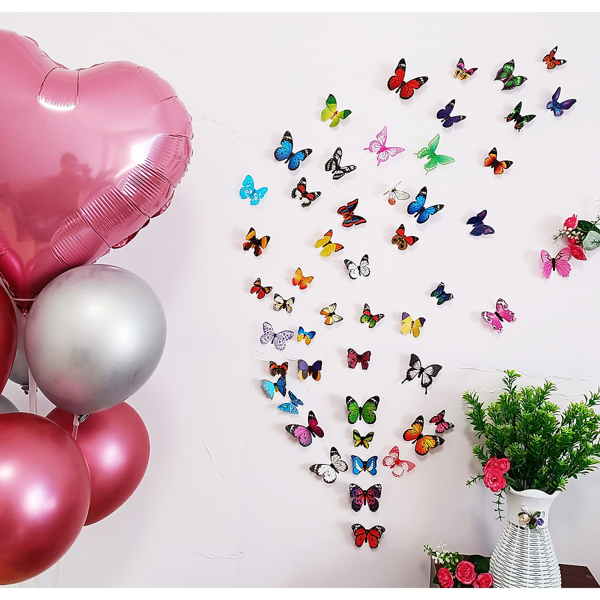 100 PCS Butterfly Dragonfly Wall Sticker, 3D Butterflies Decor Dragonfly Butterfly Decals for Removable Mural Stickers Home Bedroom Decoration